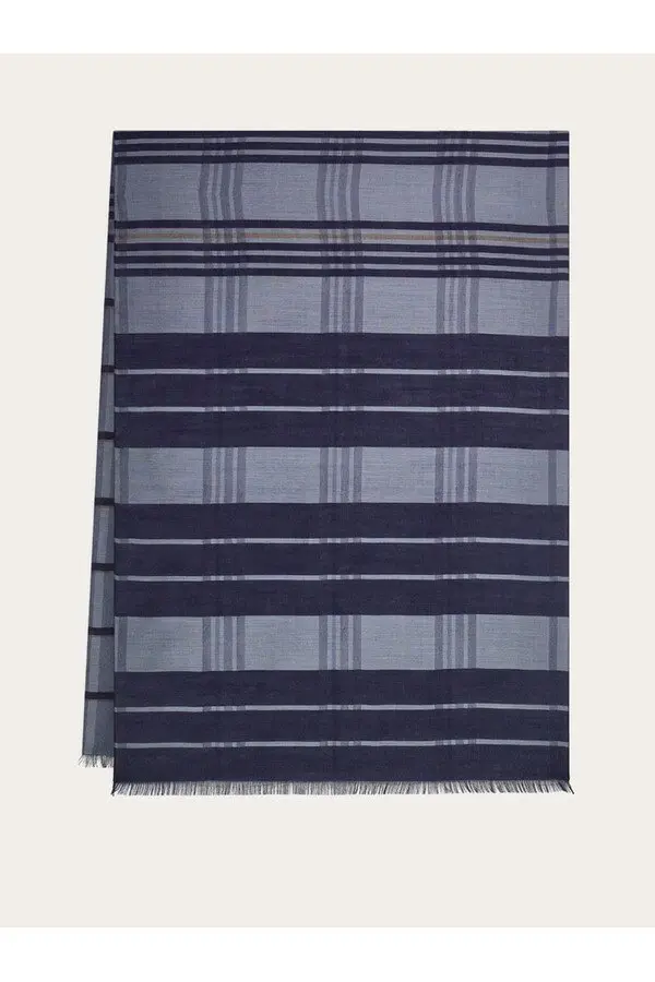 FERRAGAMO Check Stole - Blue