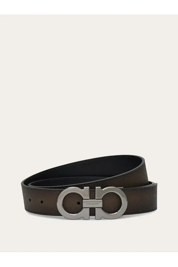 FERRAGAMO Reversible And Adjustable Gancini Belt - Red