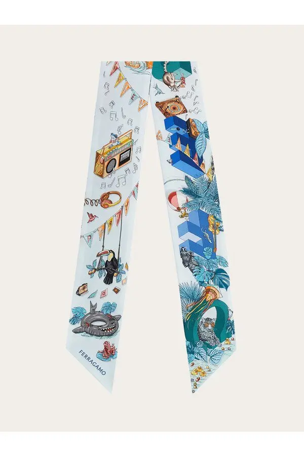 FERRAGAMO Jungle Party Print Silk Mini Bandeau - Blue