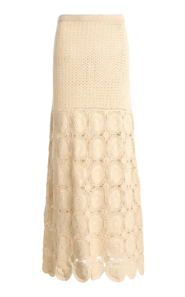 Escvdo Siula Hand-crocheted Pima Cotton Maxi Skirt