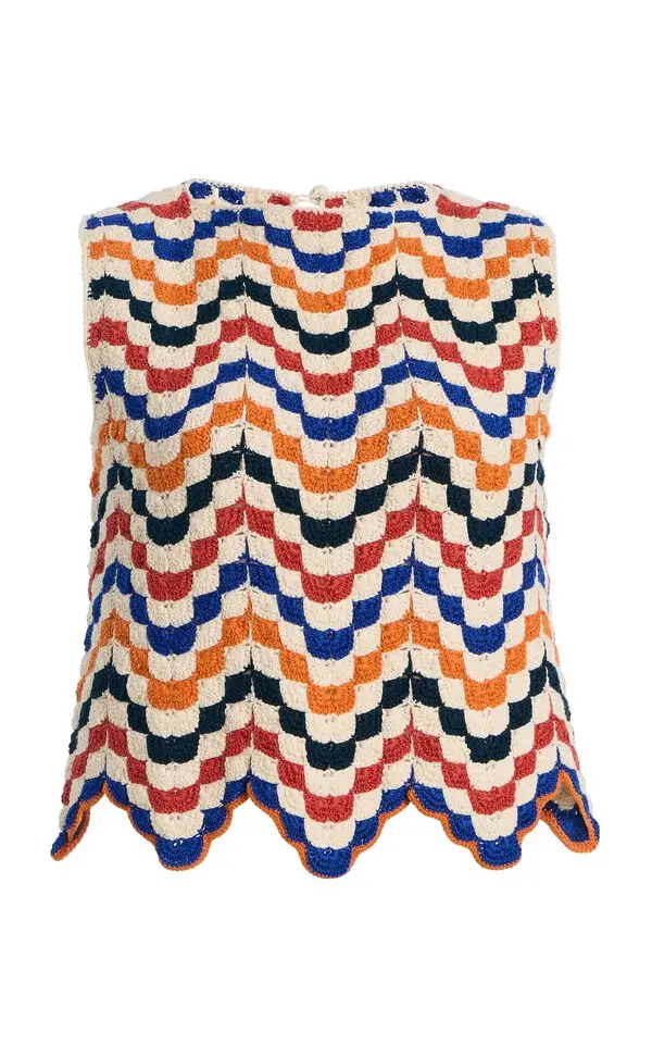 Escvdo Nieva" Crocheted Cotton Top - Multi