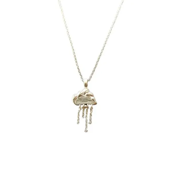 RIZE Sterling Cloud & Rain Charm Necklace - Silver