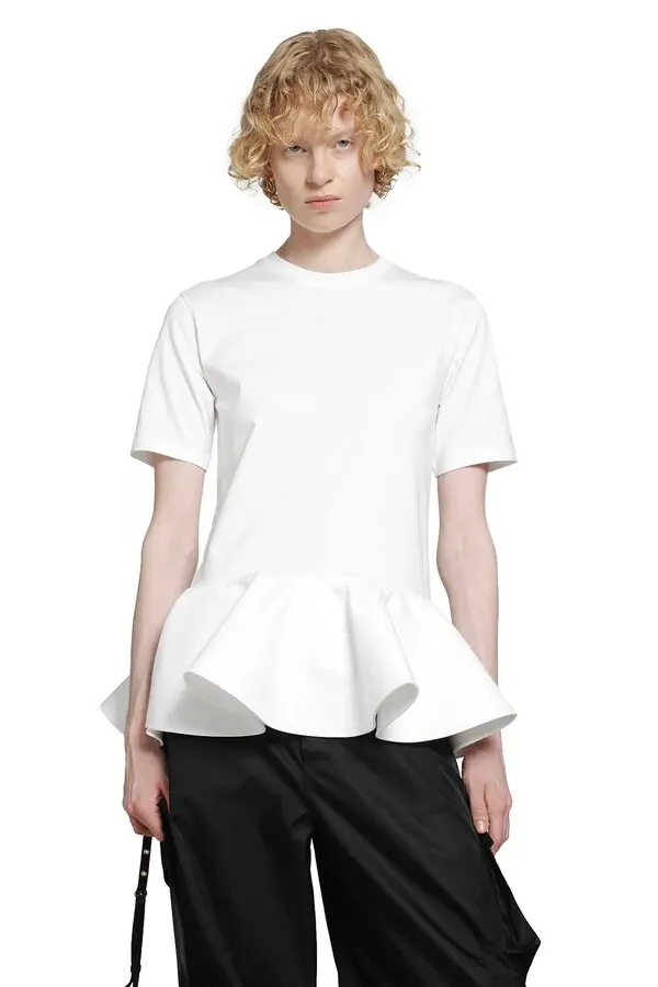 Alaïa Cotton Jersey Crinoline T-shirt - White