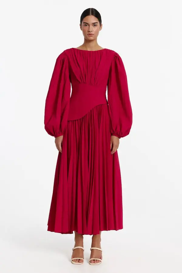 Acler Charley Midi Dress - Deep Magenta
