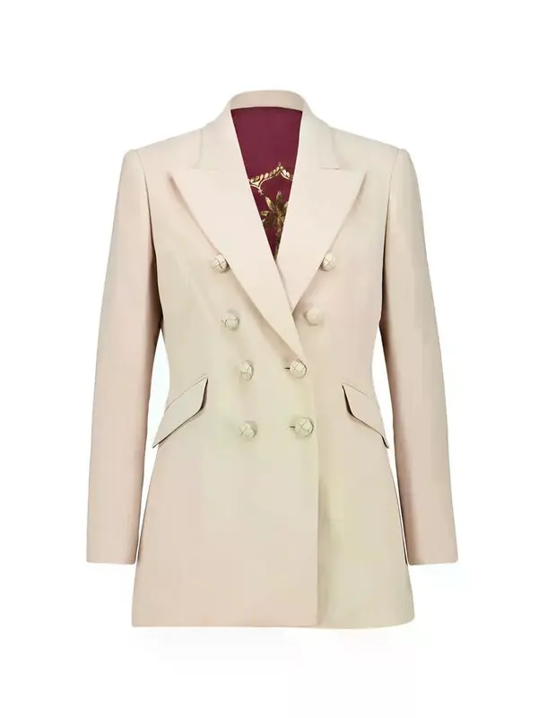 Johanna Ortiz Palm Tree Embroidered Double-breasted Jacket - Neutrals