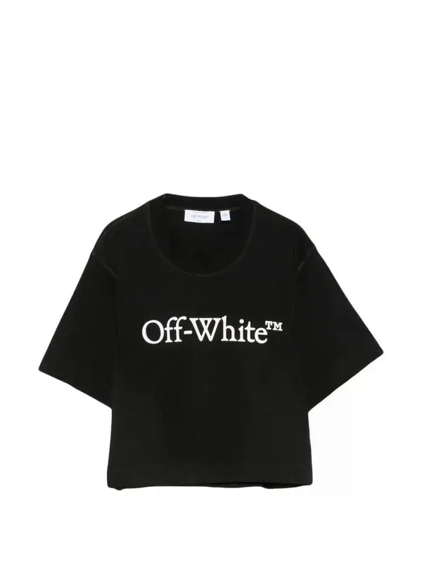 Off-White Cropped Logo T-shirt - Black