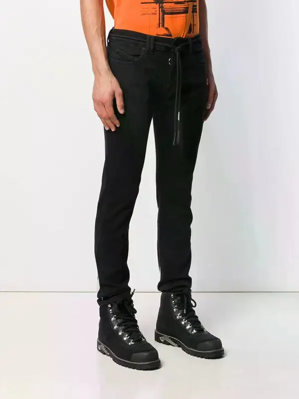 Off-White Drawstring Belt Slim-fit Denim Jeans