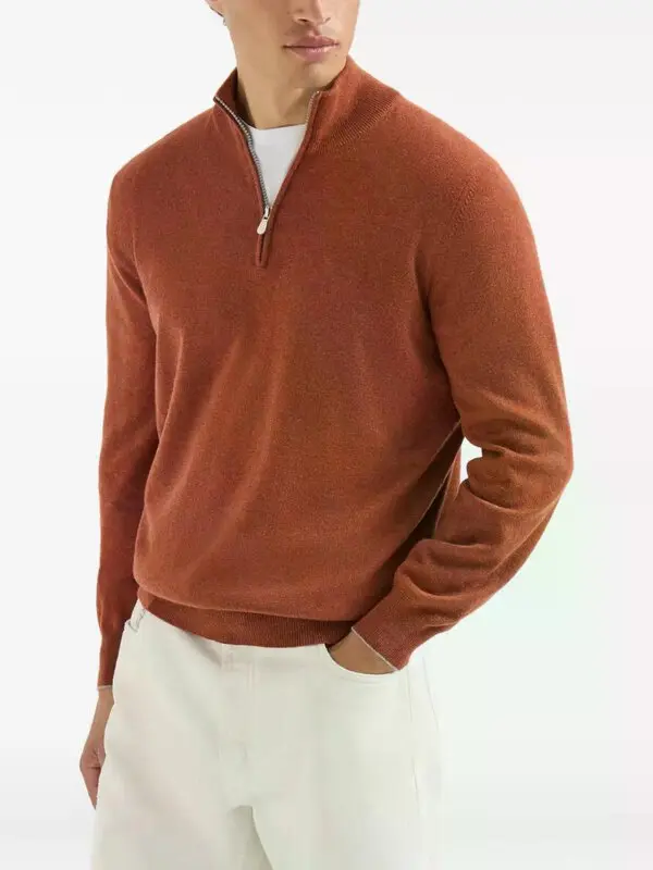 Brunello Cucinelli Mouliné Cashmere High-neck Sweater