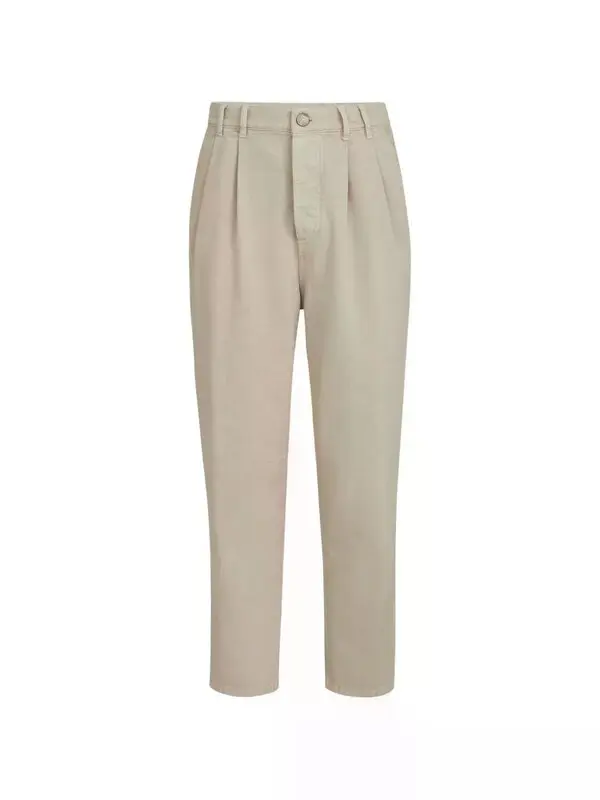 Brunello Cucinelli Garment-dyed Denim Trousers With Double Pleats - Neutrals