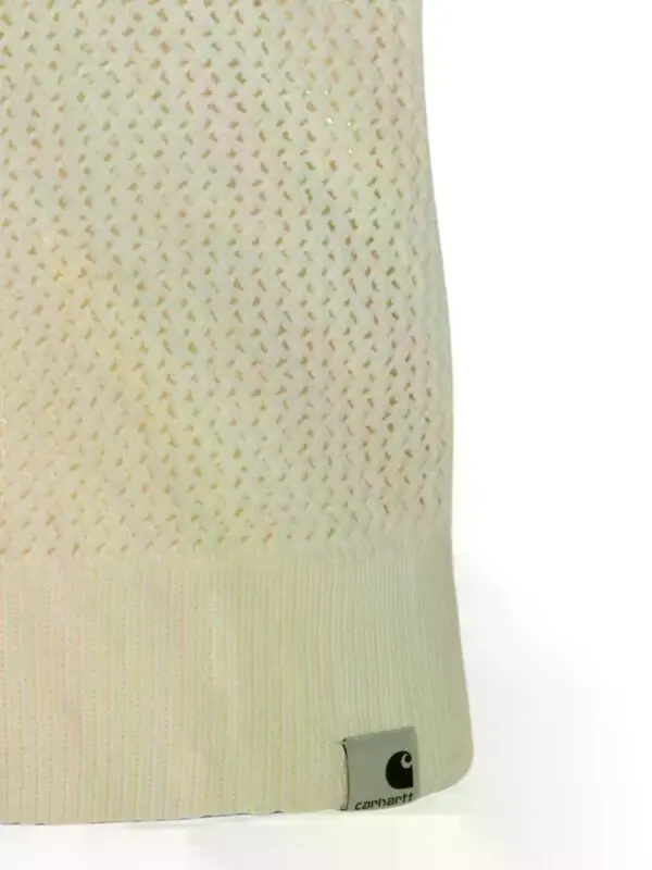 Carhartt Work In Progress Wax White Open-knit V-neck Sweater