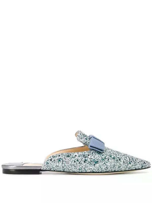 JIMMY CHOO Galaxy Flat Mules - Blue