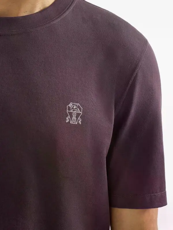 Brunello Cucinelli Cotton Jersey Crew-neck T-shirt With Logo - Purple