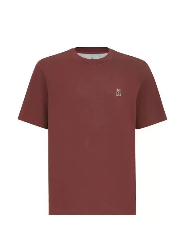 Brunello Cucinelli Cotton Jersey Crew-neck T-shirt With Logo - Red