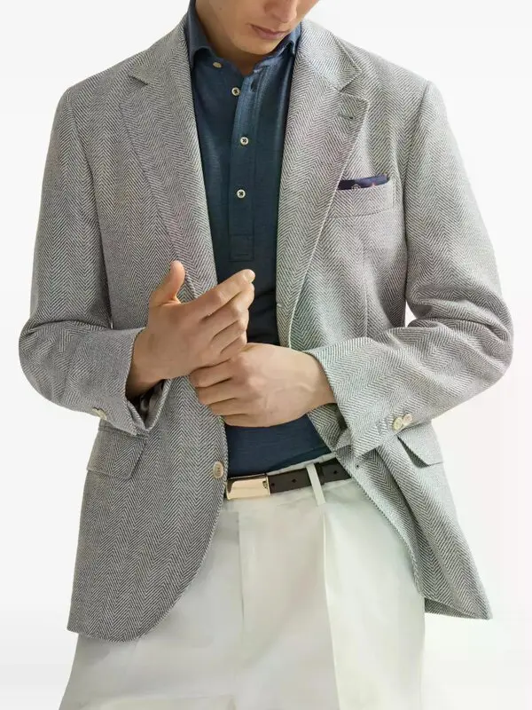 Brunello Cucinelli Wool, Alpaca And Silk Chevron Deconstructed Blazer