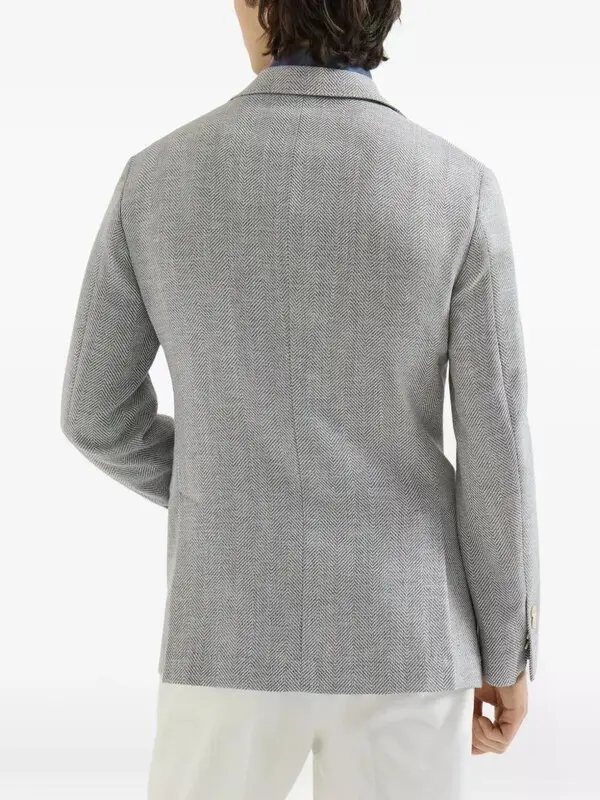 Brunello Cucinelli Wool, Alpaca And Silk Chevron Deconstructed Blazer