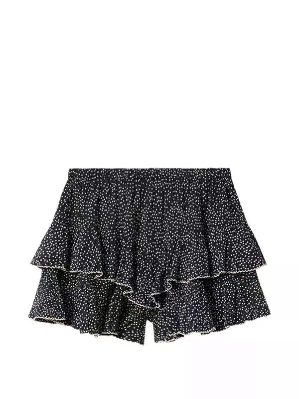 MARANT ETOILE Polka-dot Tiered Ruffled Shorts - Black