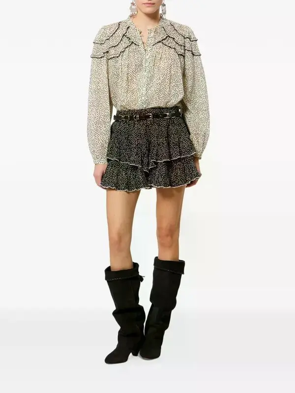 MARANT ETOILE Polka-dot Tiered Ruffled Shorts