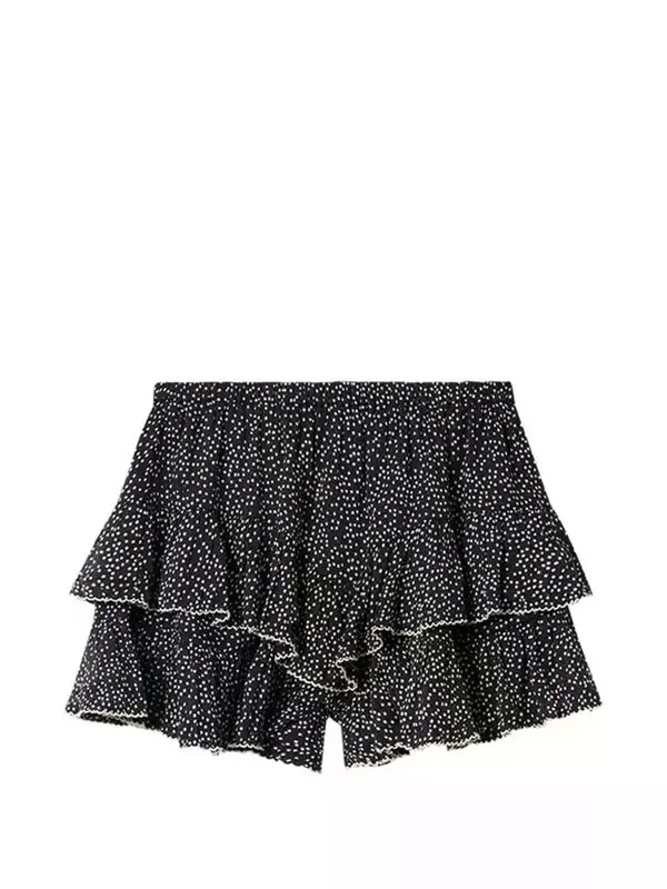 MARANT ETOILE Polka-dot Tiered Ruffled Shorts - Black