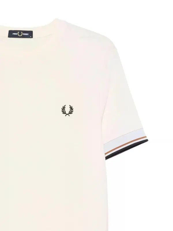 Fred Perry Logo-embroidered Striped-cuff T-shirt