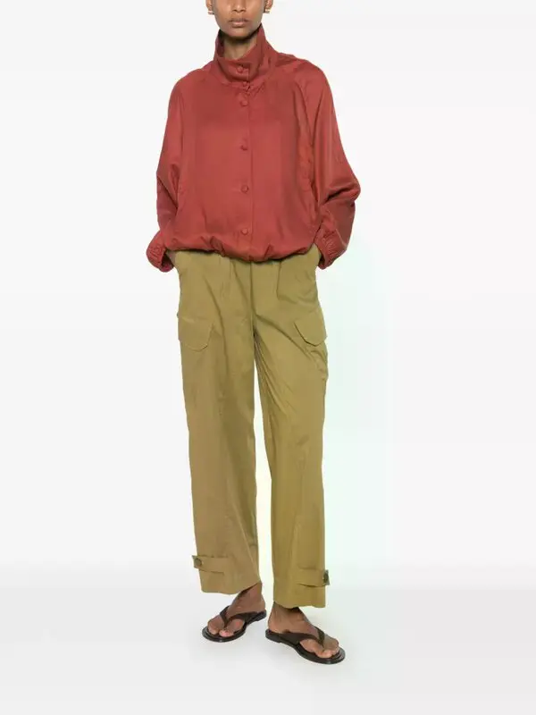 CARLA G. Cargo Pants With Button Tab Detail - Green