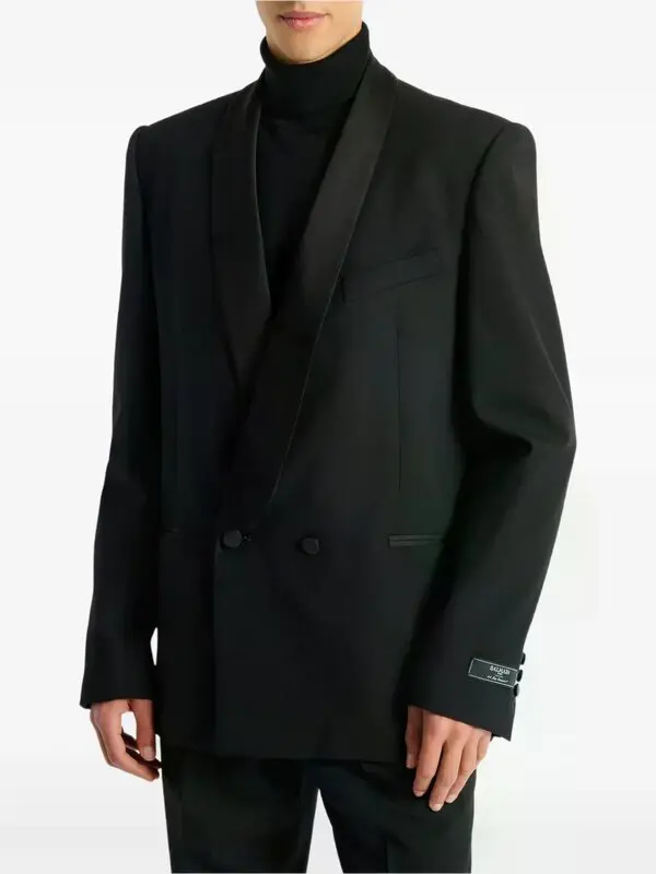 Balmain 2-button Jacket In Wool And Satin