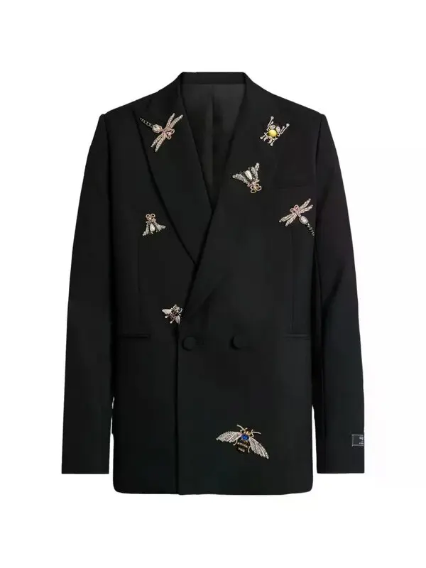 Balmain Embroidered Wool And Crystal Insect Jacket - Black