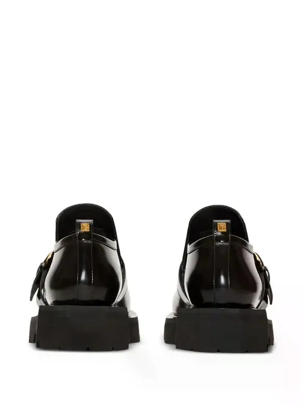Balmain Anthem Glazed Leather Loafers