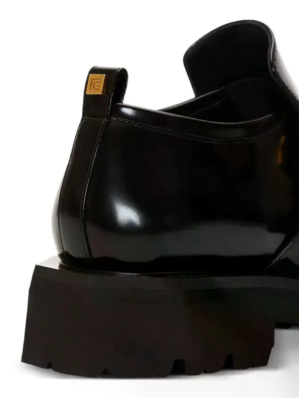 Balmain Anthem Glazed Leather Loafers