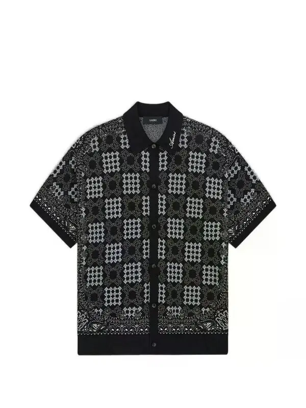 Amiri Ma Quad Checker Crochet Shirt - Black