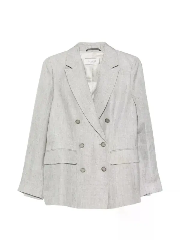 Peserico Double-breasted Linen Blazer - Grey
