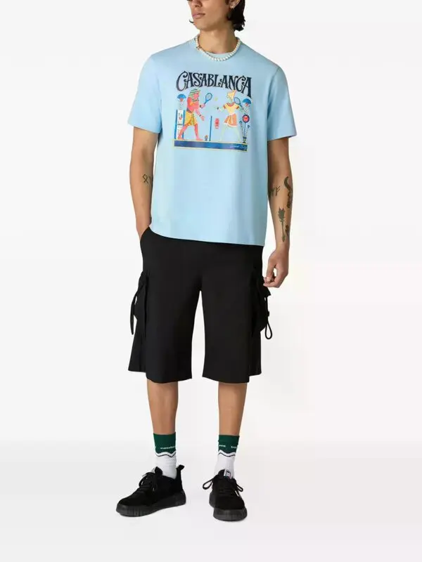 Casablanca Light Egyptian Tennis Match Short Sleeve T-shirt - Blue