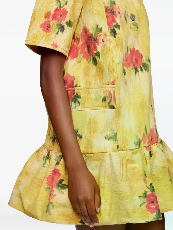 GANNI Floral-print Pocket Mini Dress