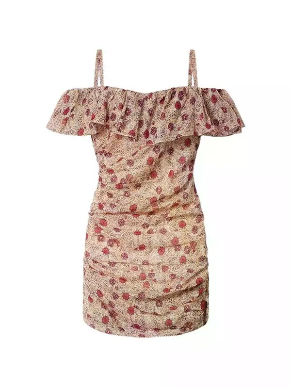 MARANT ETOILE Davilia Ruffled Floral-print Mini Dress - Neutrals
