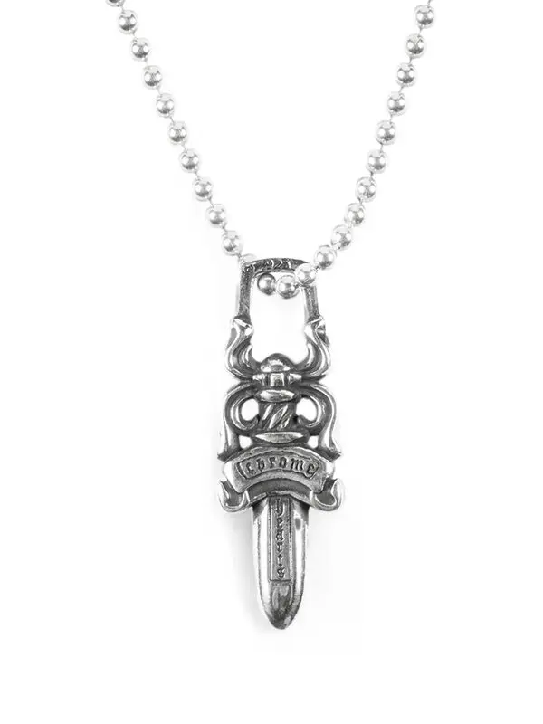 Chrome Hearts Sterling Dagger Ball Chain Necklace