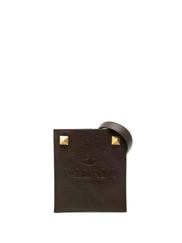 Valentino Garavani Mini Grained Calfskin Rockstud Identity Crossbody Bag - Brown
