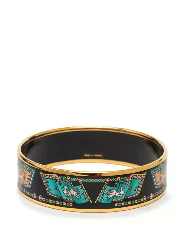 Hermès Wide Printed Enamel Bangle Bracelet