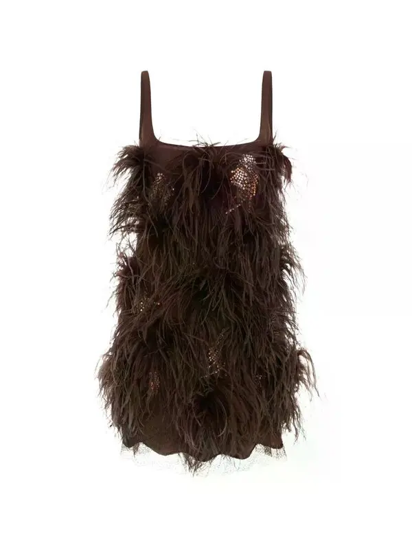 16Arlington Sadie Mini Dress With Lace Trim - Brown