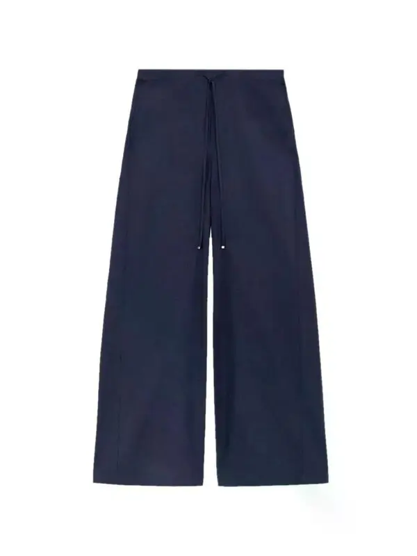 Loewe Navy Embroidered Anagram Drawstring Wide-leg Trousers