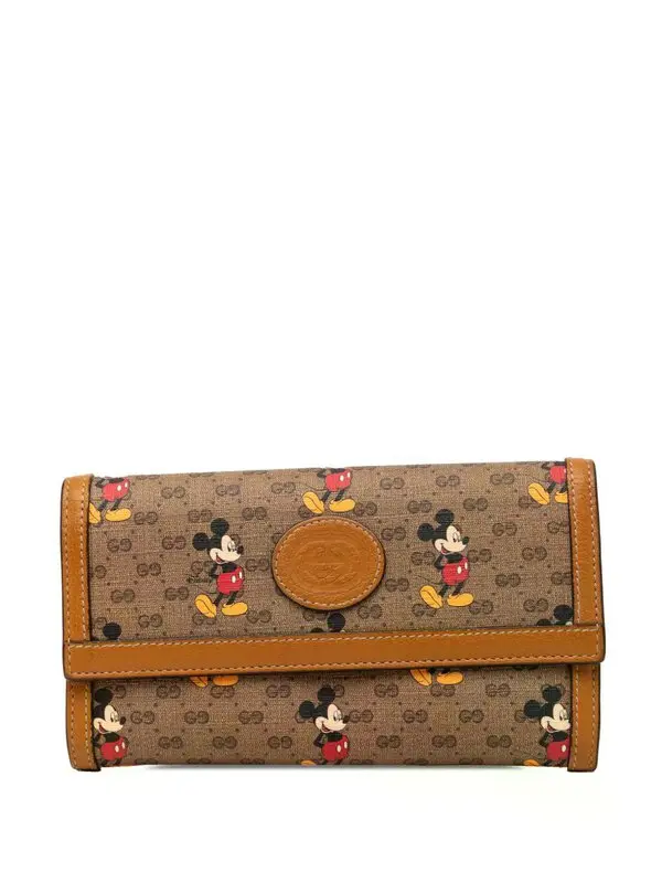 Gucci 2016-2026 Disney Micro Gg Supreme Mickey Mouse Continental Wallet Long Wallets - Brown