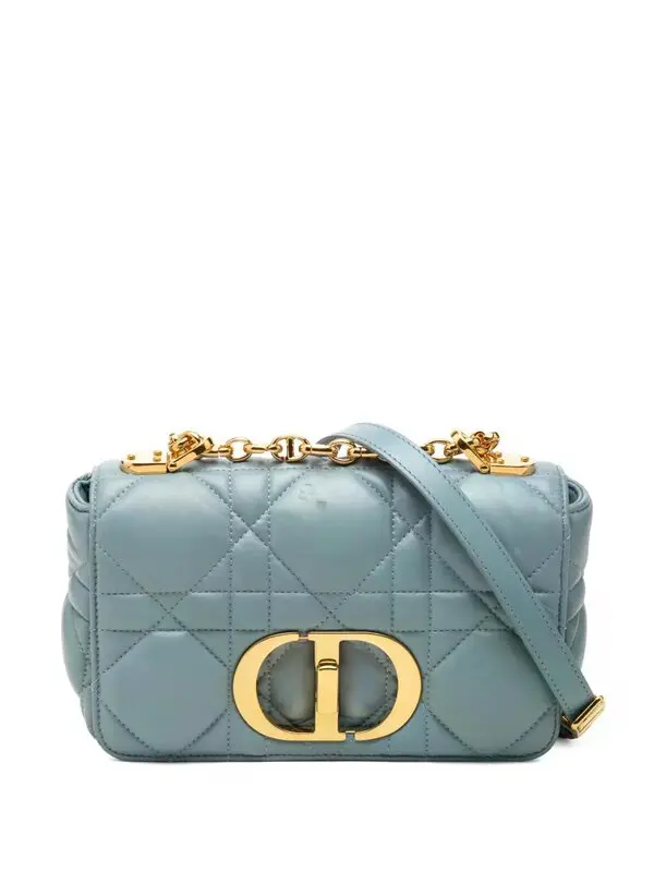 Dior 2022 Lambskin Macrocannage Caro Crossbody Bag - Blue