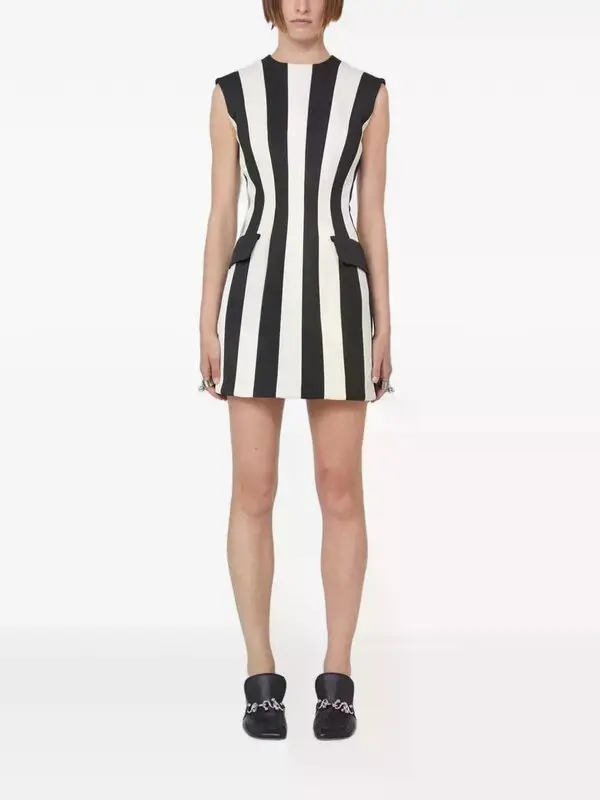 Max Mara Hourglass Striped Sleeveless Mini Dress - Black