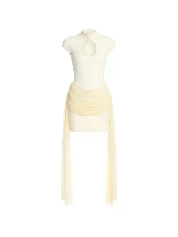 AXEL 113 Khy Cut-out Draped Mini Dress - Neutrals
