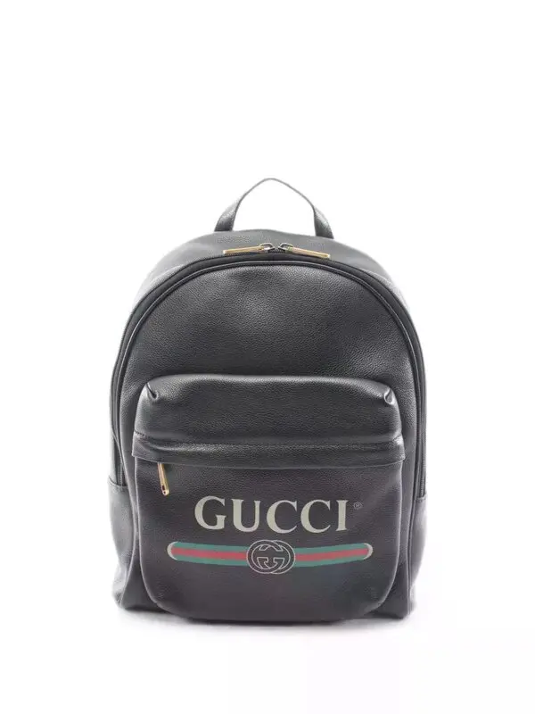 Gucci Logo Print Backpack - Black
