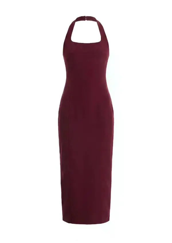 AXEL 113 Jennie Halterneck Midi Dress - Red
