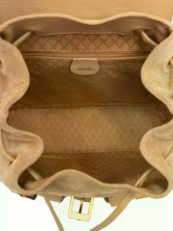Gucci Suede Bamboo Drawstring Backpack