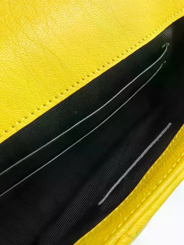 Saint Laurent Baby Chevron Calfskin Monogram Classic Chain Bag - Yellow