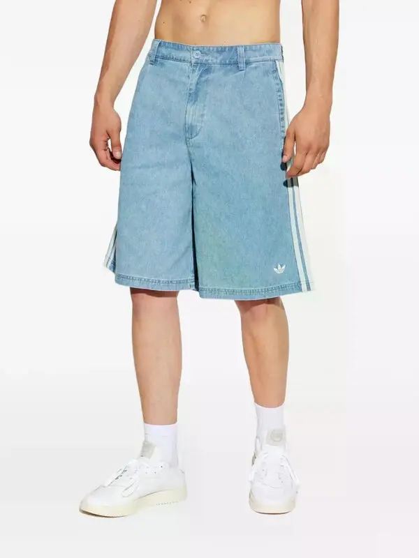 Adidas Wide Leg Denim Shorts With Side Stripe Detail