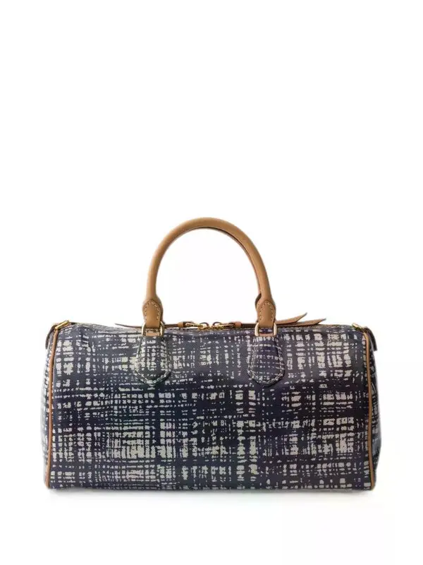Prada Medium Linen Blend And Leather Top-handle Bag