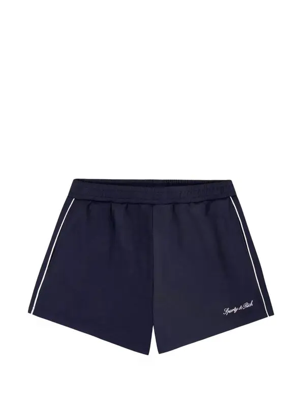 SPORTY & RICH Logo-print Mini Shorts - Blue