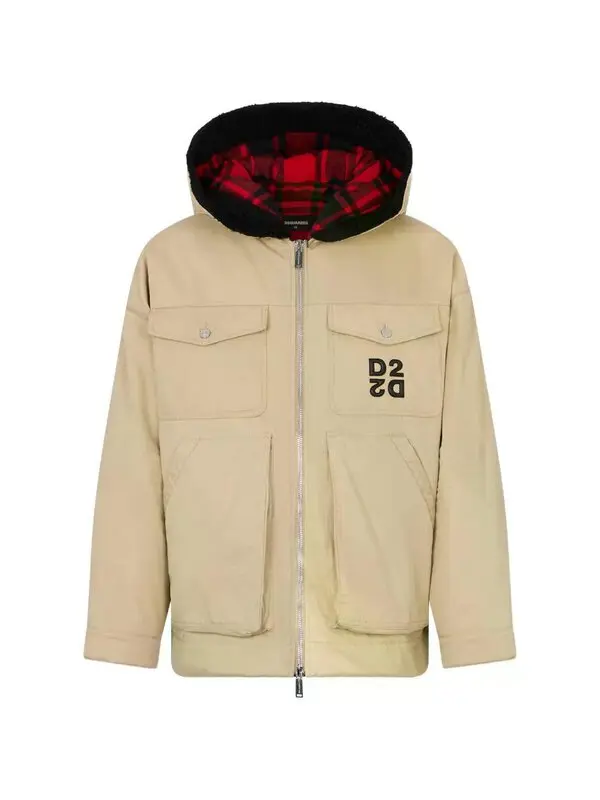 Dsquared2 Hooded Zip-up Jacket - Neutrals